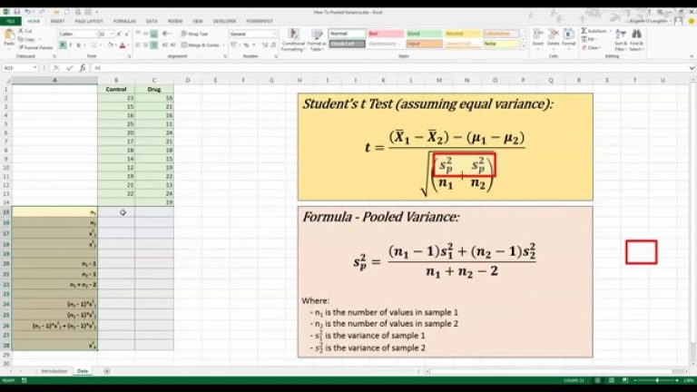 How to Calculate Pooled Variance in Excel: Simplified Guide